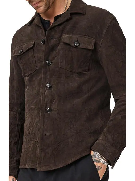 John Varvatos Jesse Suede Shirt Jacket - Espresso
