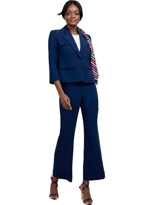 Trina Turk Bicocca Cropped Jacket With Notched Lapels - Ink
