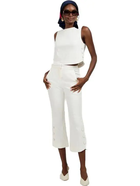 Trina Turk Tortona Button Hem Pants - Whitewash