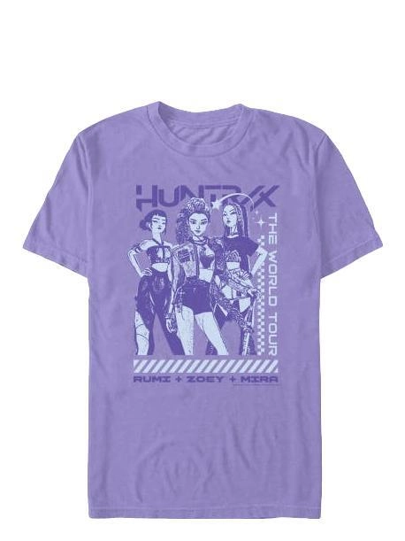KPOP DEMON HUNTERS Rumi Zoey Mira Tour Short Sleeve Graphic T-shirt - Violet