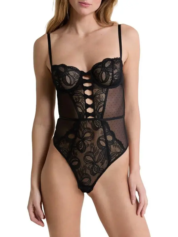 ETAM Grace Lace Underwire Teddy - Black