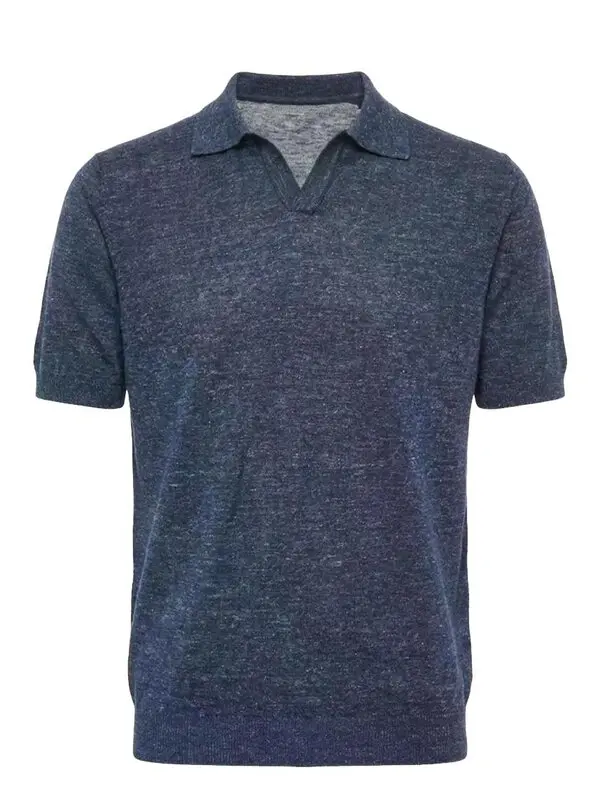 GRAN SASSO V-neck Polo Shirt - Blue
