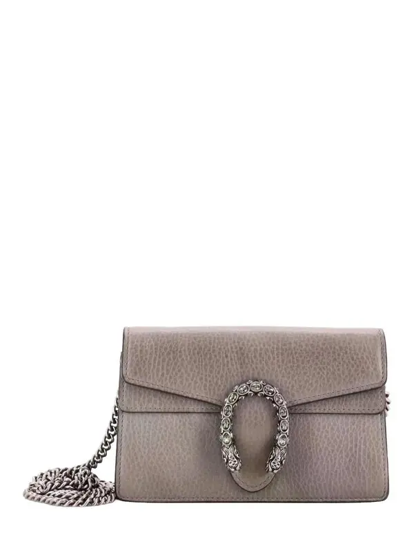Gucci Dionysus Leather Super Mini Clutch Bag - Grey