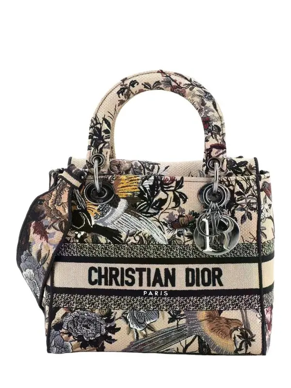 Dior Lady D-lite Embroidered Canvas Satchel - Neutrals