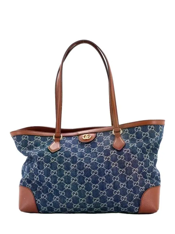 Gucci Ophidia Gg Denim Medium Tote Bag - Blue