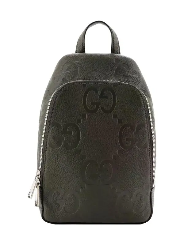 Gucci Sling Bag Jumbo Gg Embossed Leather Crossbody - Green