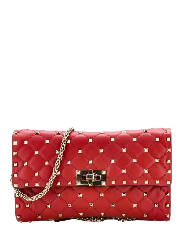 Valentino Garavani Rockstud Spike Wallet On Chain Quilted Leather Crossbody Bag - Red