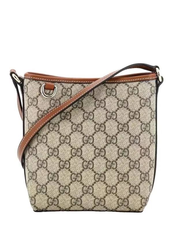 Gucci Gg Emblem Gg Coated Canvas Nano Bucket Bag - Brown
