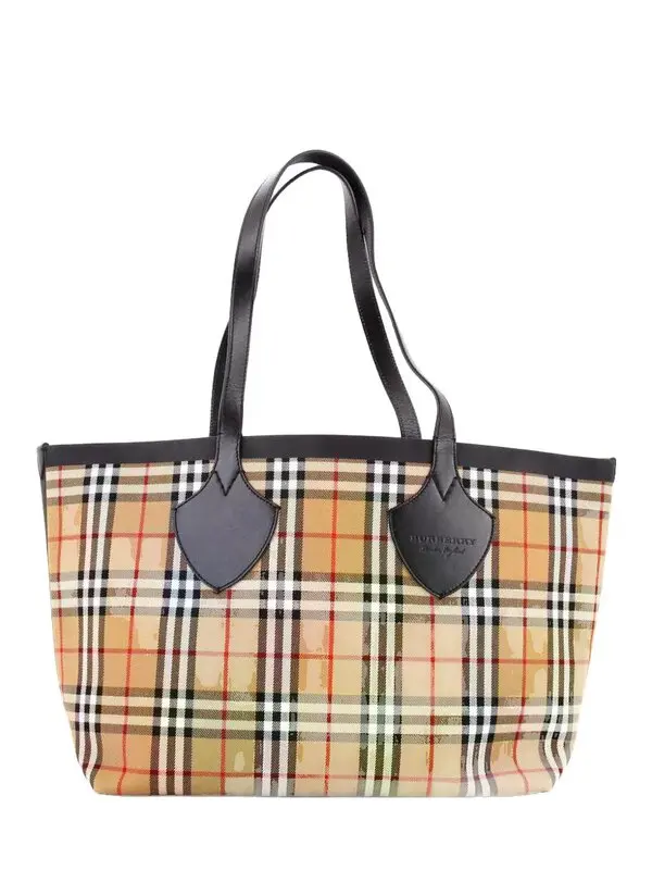 Burberry Reversible Giant Vintage Check Canvas Large Tote Bag - Brown