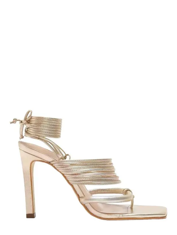 AMIR SLAMA Wraparound Tie Heeled Sandals - Gold