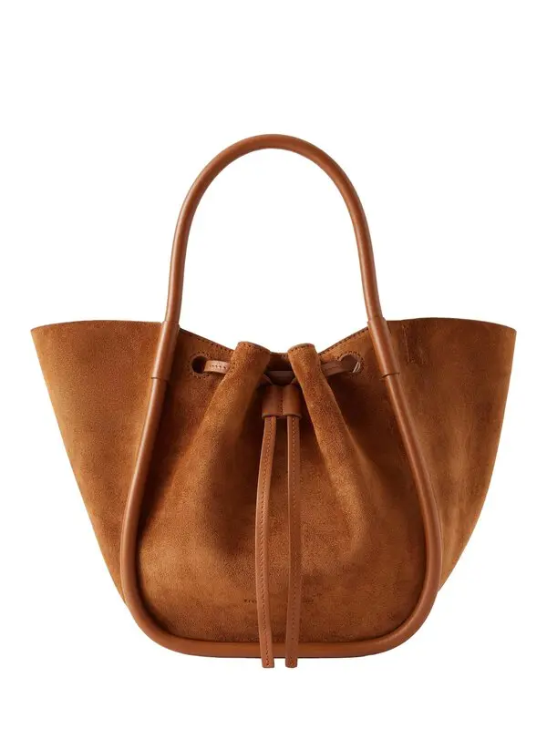 Proenza Schouler Small Leather-trimmed Ruched Suede Tote - Tan