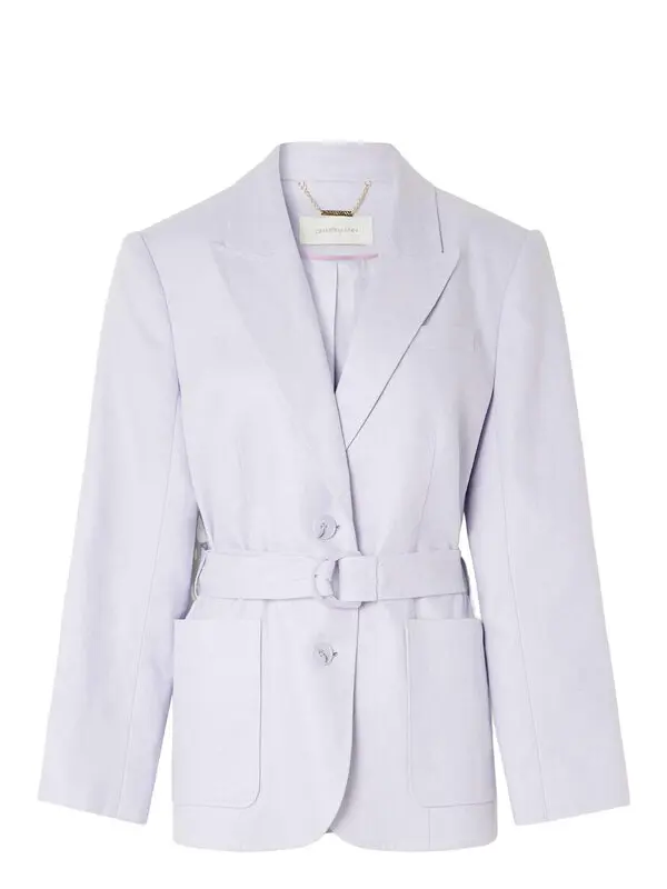 Zimmermann Luna Belted Linen Blazer - Lilac