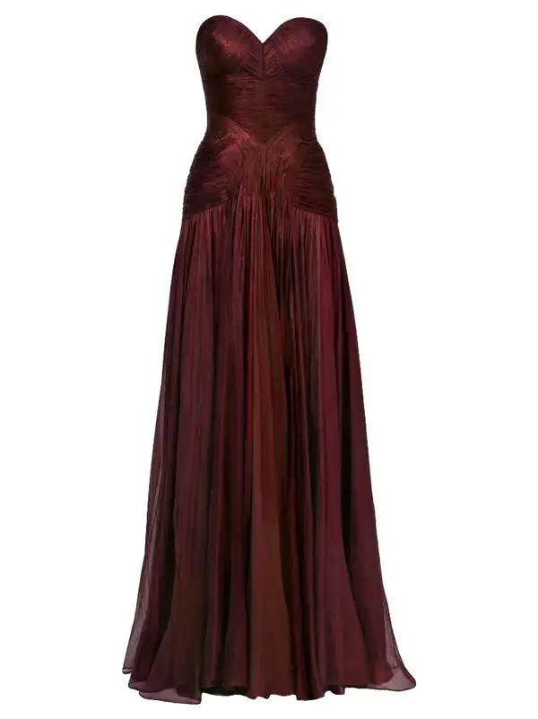 IRIS SERBAN Yuliel Strapless Maxi Dress - Red
