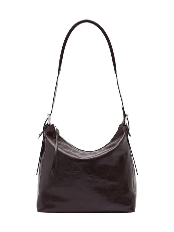 LEMAIRE Small Belted Leather Tote Bag - Burgundy