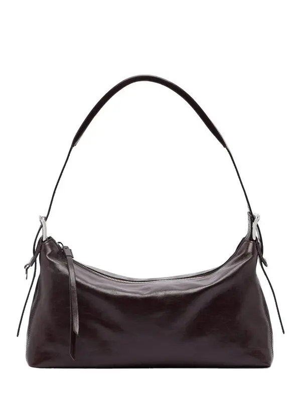 LEMAIRE Small Belted Leather Shoulder Bag - Burgundy