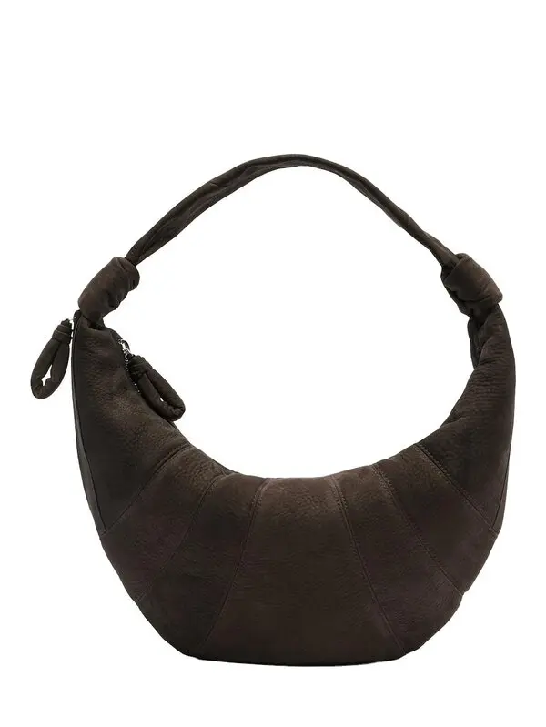 LEMAIRE Fortune Croissant Small Suede Shoulder Bag - Brown
