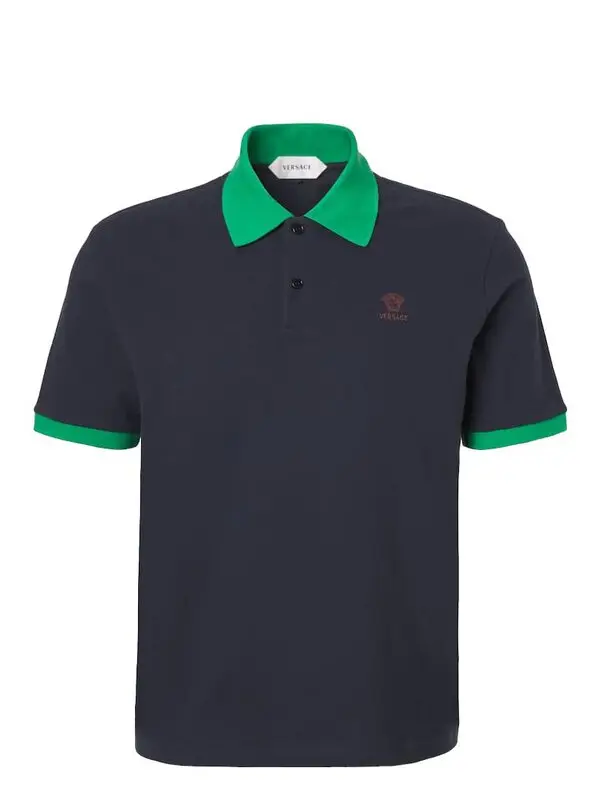 Versace Medusa Cotton Polo Shirt - Blue