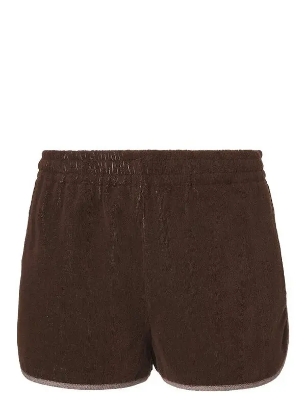 Versace Logo Cotton Terry Shorts - Brown