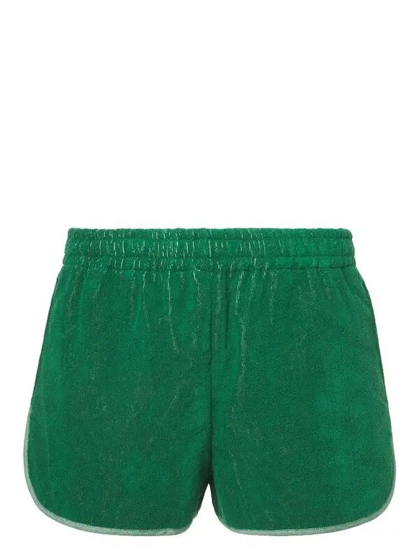 Versace Logo Cotton Terry Shorts - Green