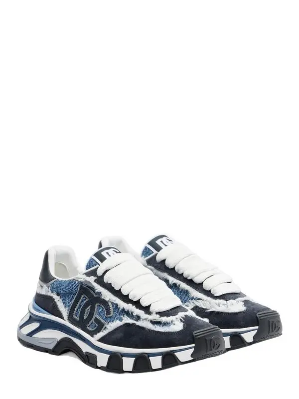 Dolce & Gabbana Runner Distressed Denim Sneakers - Blue