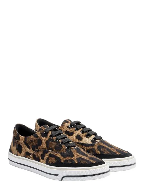 Dolce & Gabbana Leopard-print Canvas Sneakers - Brown