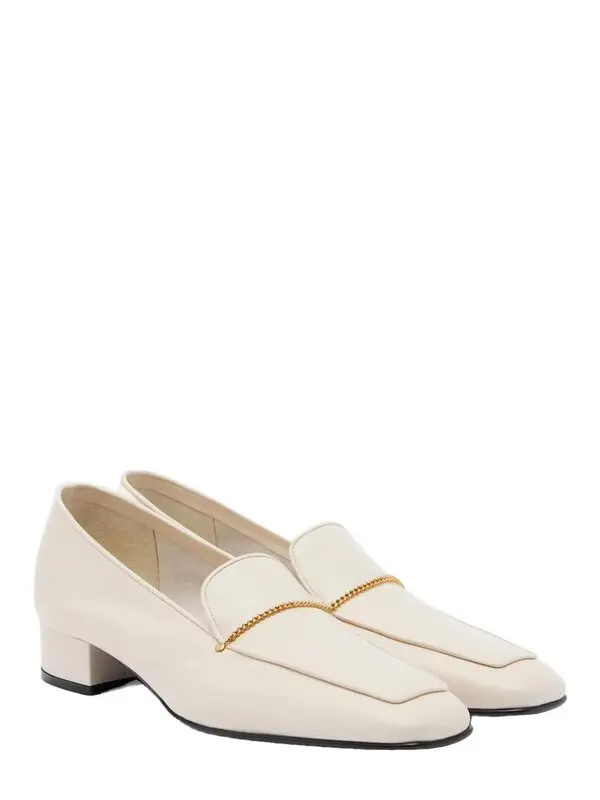 HERBERT LEVINE Fair And Square Leather Loafer Pumps - White