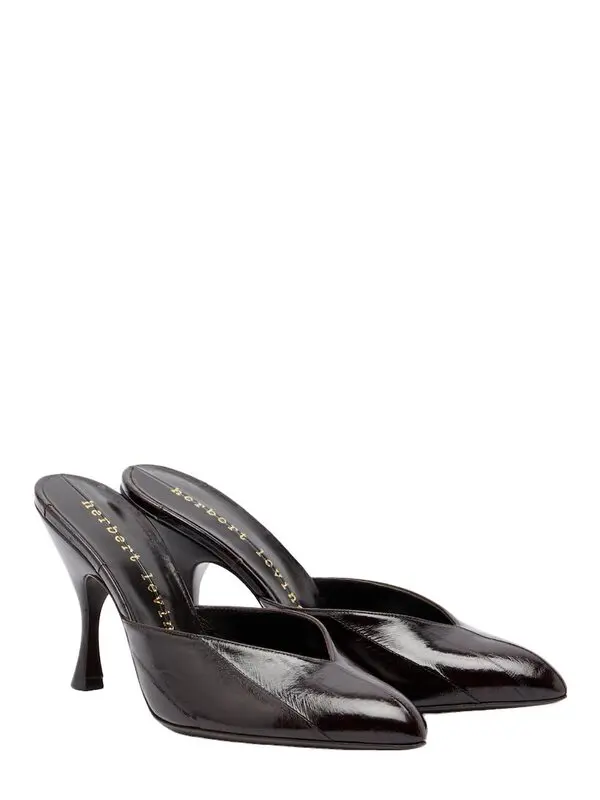 HERBERT LEVINE Dark Leather Mules - Brown