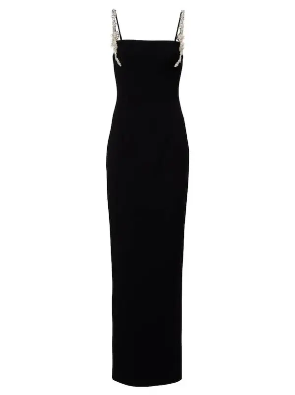 Rachel Gilbert Franca Embellished Crêpe Corset Gown - Black
