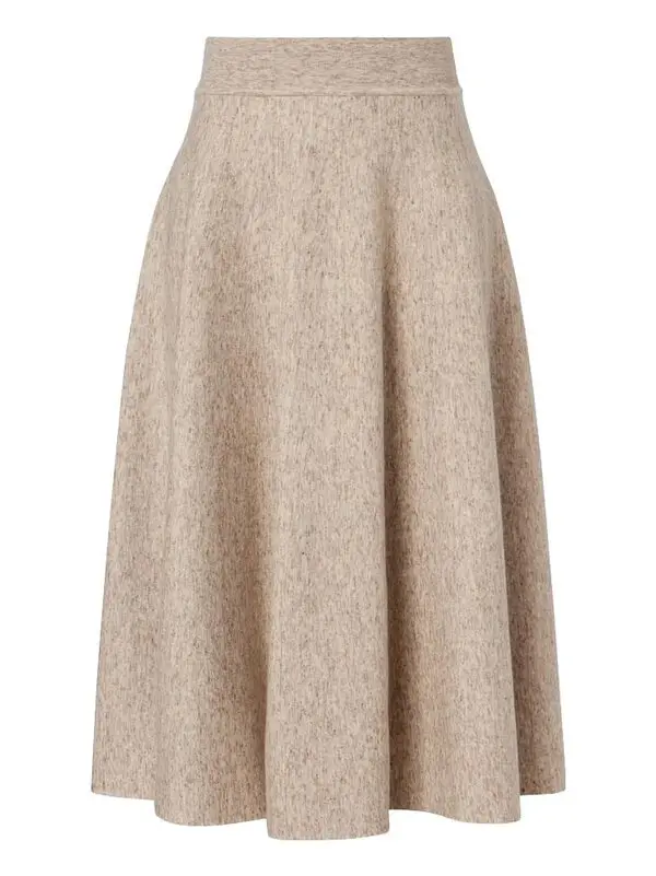 Loro Piana Cashmere, Wool, And Linen Midi Skirt - Beige