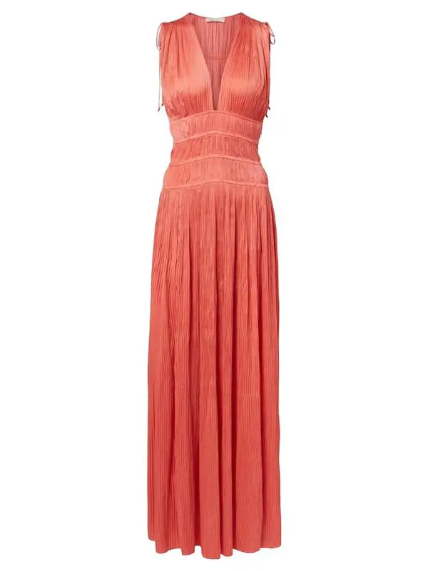 Ulla Johnson Tasneem Plissé Satin Gown - Pink