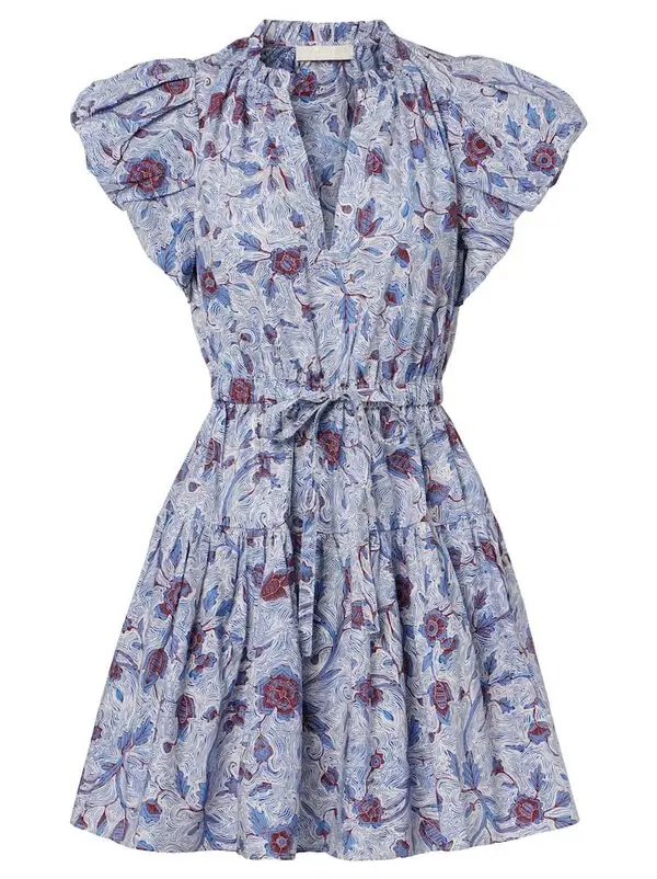 Ulla Johnson Izel Floral Cotton Minidress - Blue