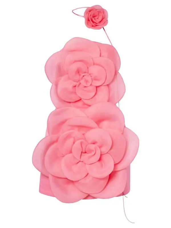 LEO LIN Floret Floral-appliqué Bustier Dress - Pink