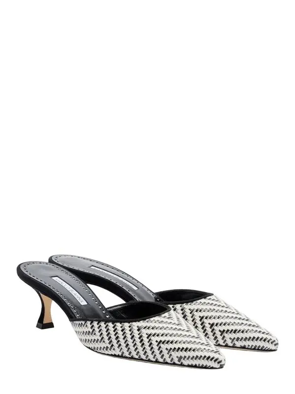 Manolo Blahnik Bb Raffia Pumps - White