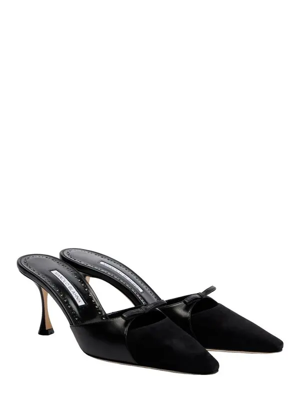 Manolo Blahnik Tapidpla Leather Mules - Black