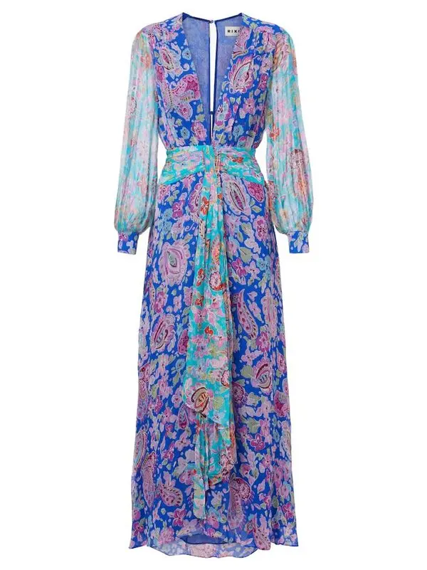 Rixo Meera Floral Maxi Dress - Blue