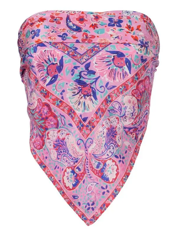 Rixo Menno Printed Silk Top - Pink