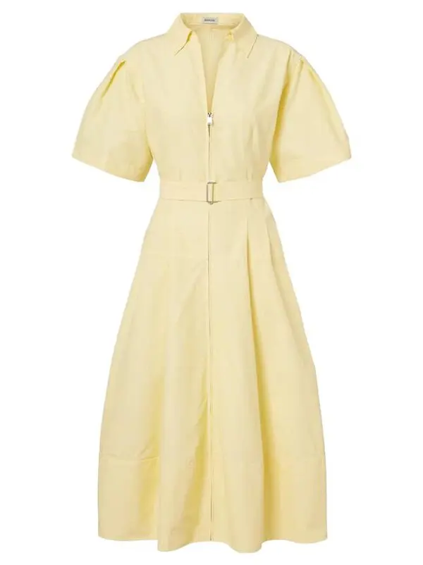 Simkhai Belted Cotton-blend Shirt Dress - Yellow