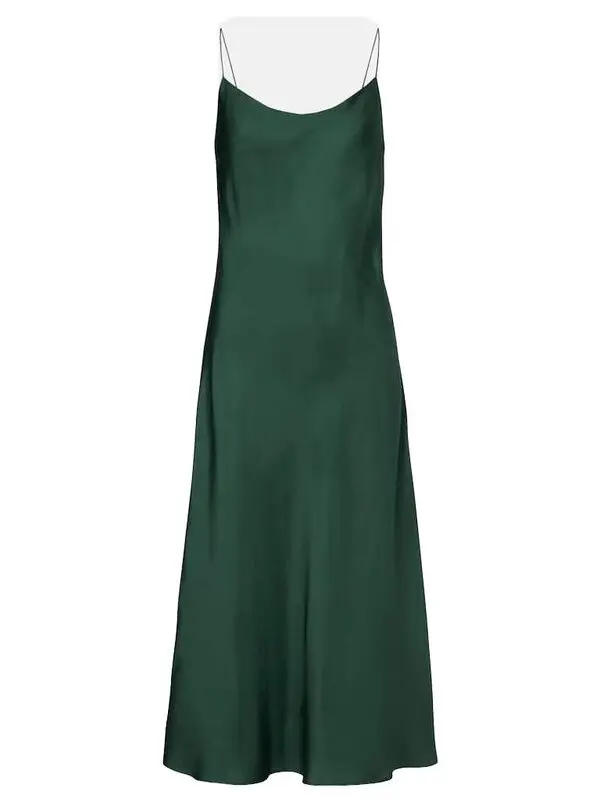 Asceno Lille Silk Twill Slip Dress - Green