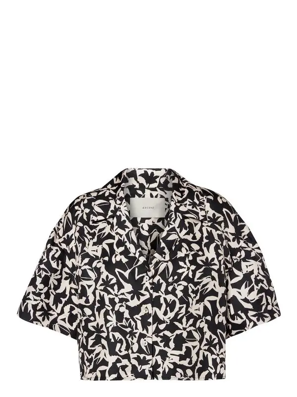 Asceno Lincoln Printed Cropped Shirt - Black