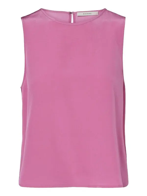 Asceno Sofia Silk Crêpe Tank Top - Pink
