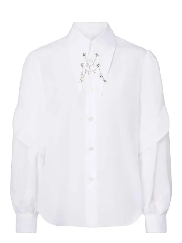 Noir Kei Ninomiya Embellished Cotton Shirt - White