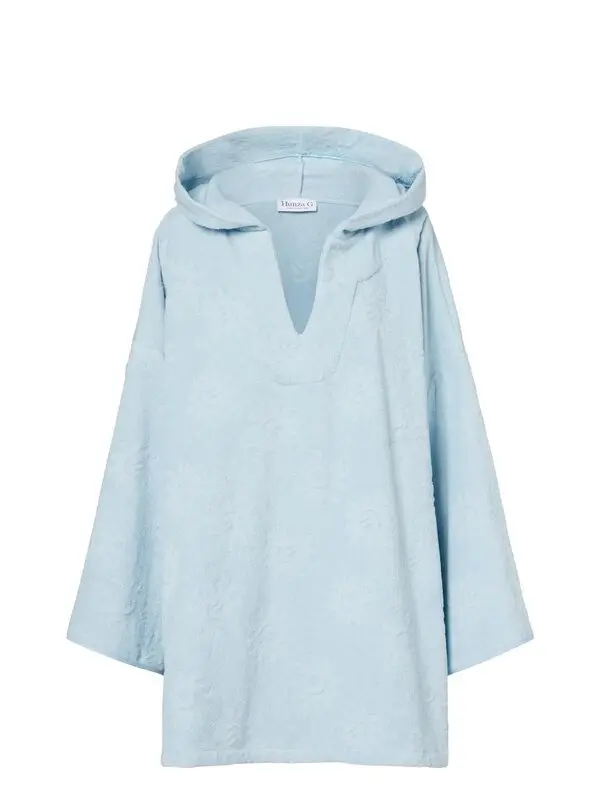 Hunza G Hooded Cotton Terry Poncho - Blue