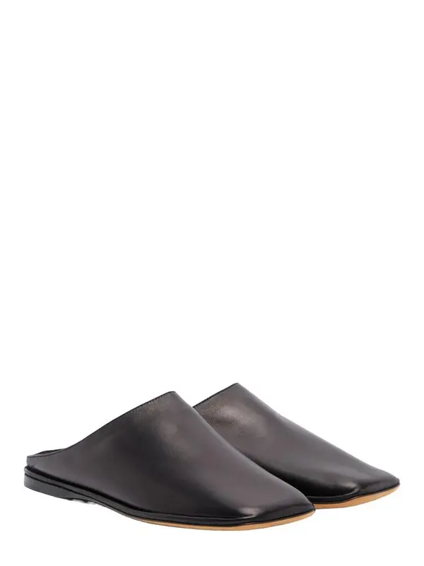 THE ROW Piper Leather Mules - Black