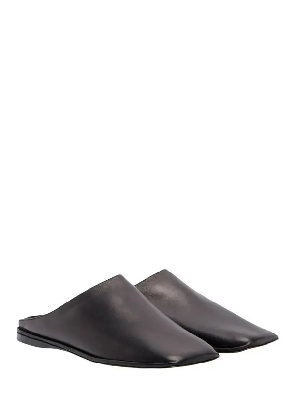 THE ROW Piper Leather Mules - Black
