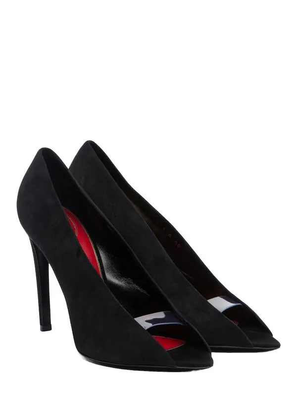 Valentino Garavani Révélé Suede Peep-toe Pumps - Black
