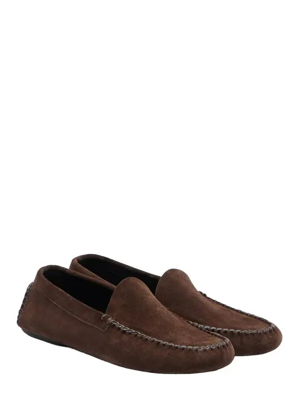 THE ROW Lucca Suede Loafers - Brown