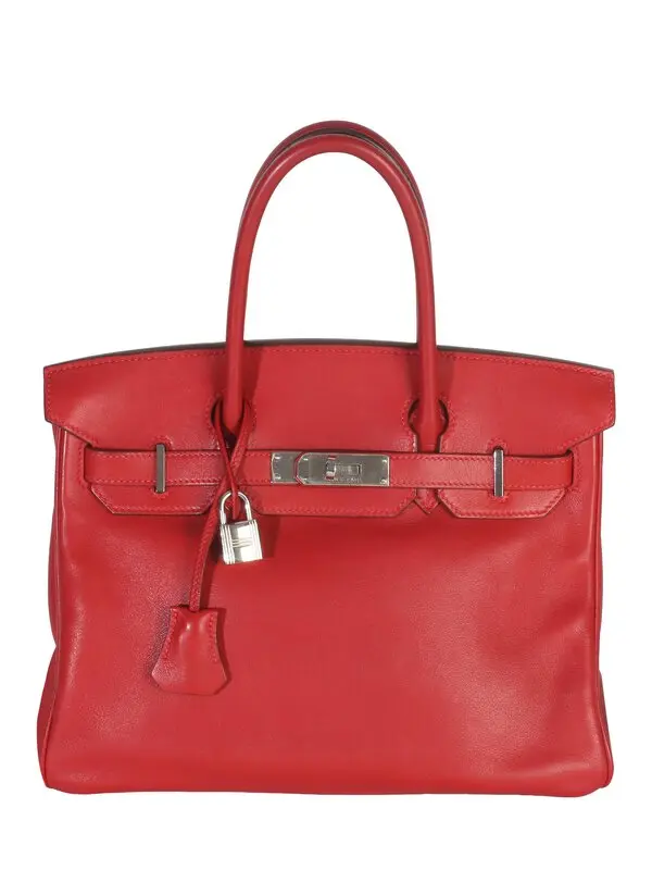 Hermès Rouge Casaque Swift Birkin 30 Phw - Red