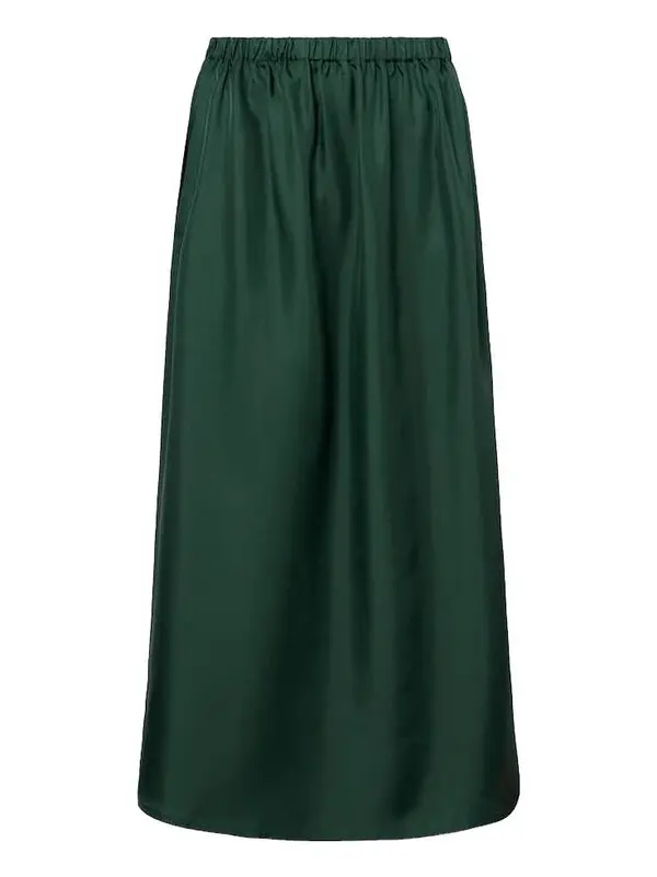 Asceno Roma Silk Twill Maxi Skirt - Green