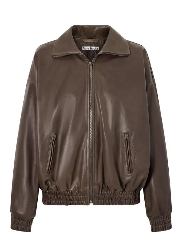 Acne Studios Leather Bomber Jacket - Brown