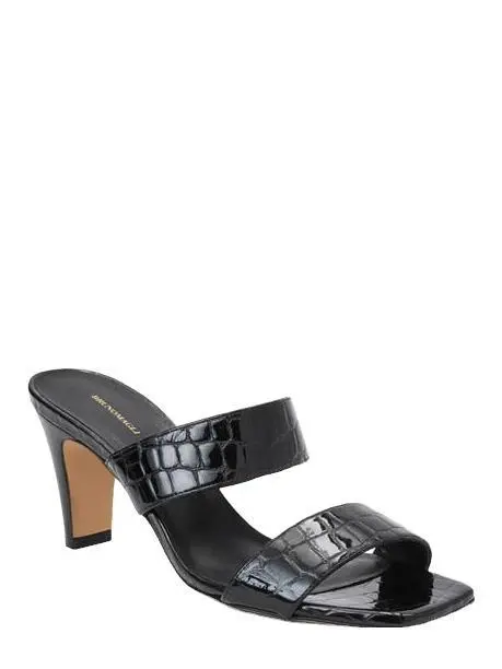 Bruno Magli Vezza Embossed Slide Sandal - Black Patent/croc